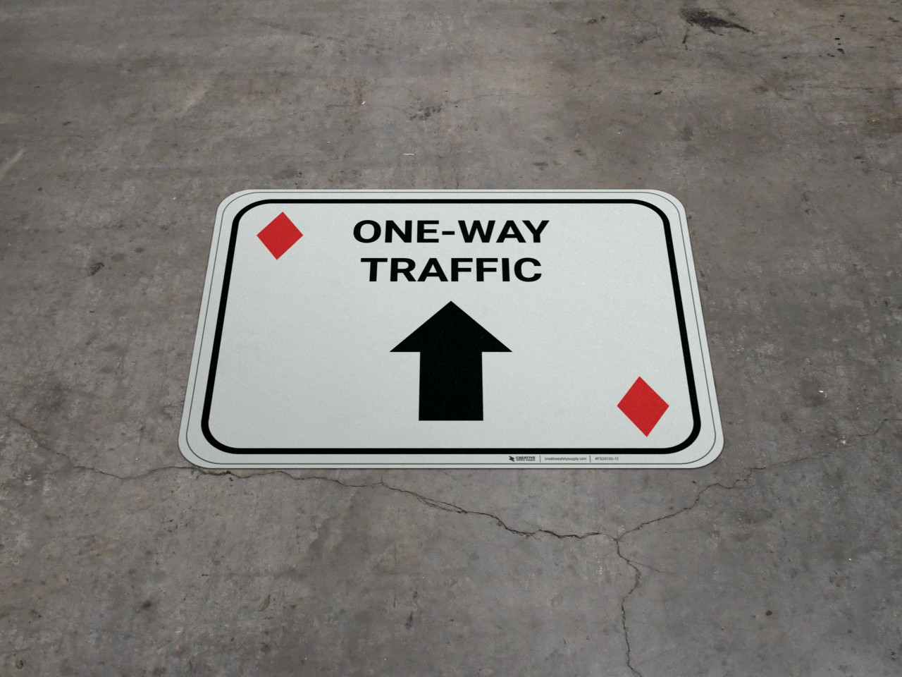 One Way Traffic Up Arrow Red Diamonds - Rectangle Casino - Floor Sign