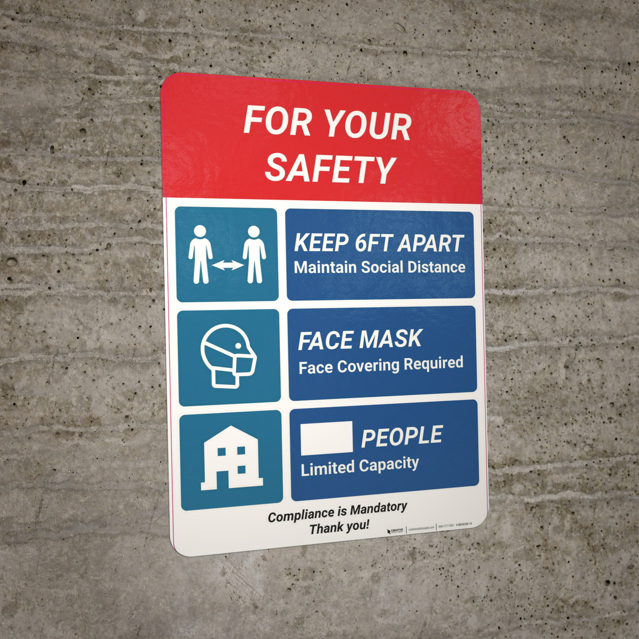 For Your Safety Social Distancing Multi-sign - Wall Sign