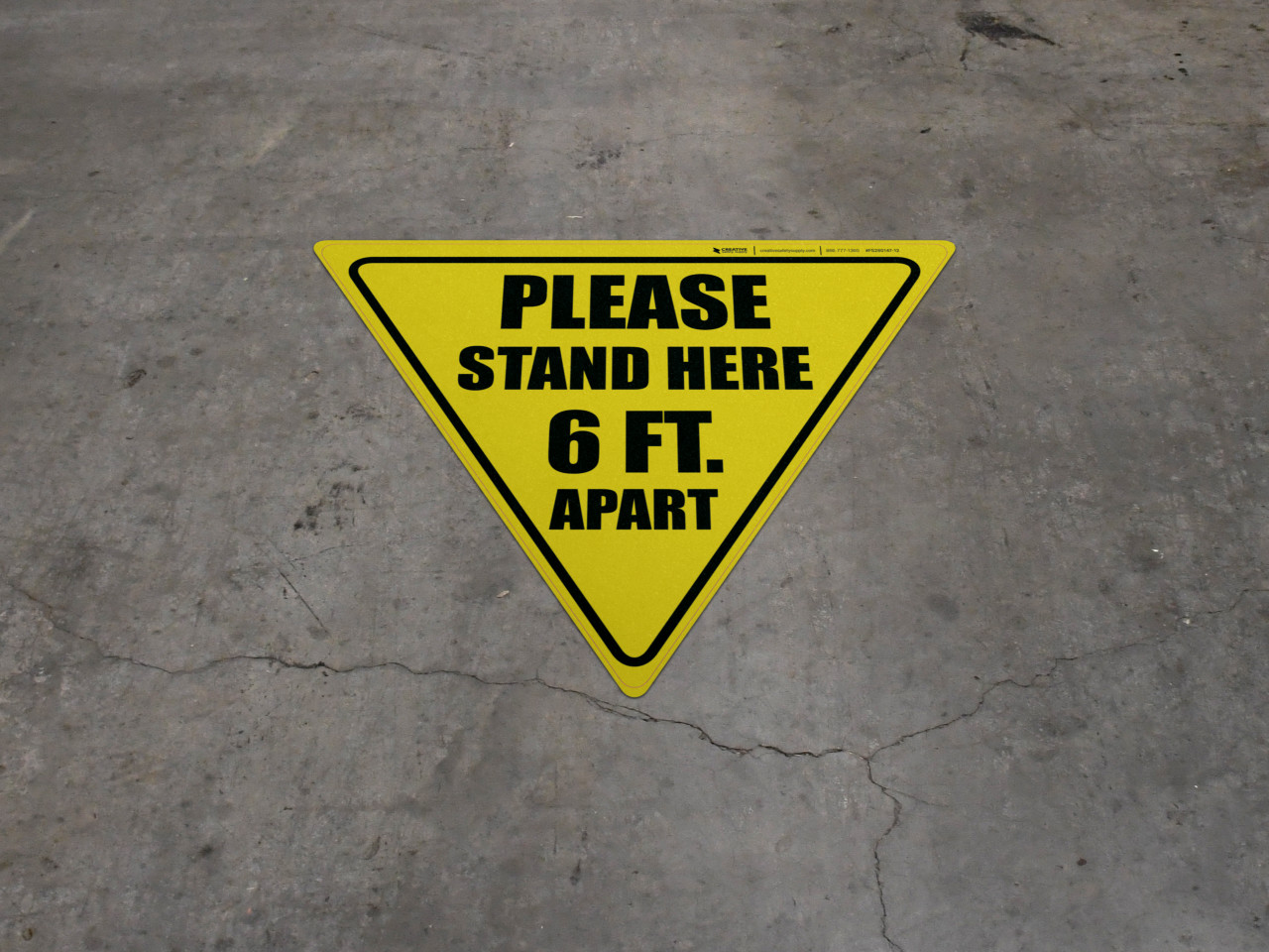 Please Stand Here 6 Ft. Apart Yield - Floor Sign | Creative Safety Supply