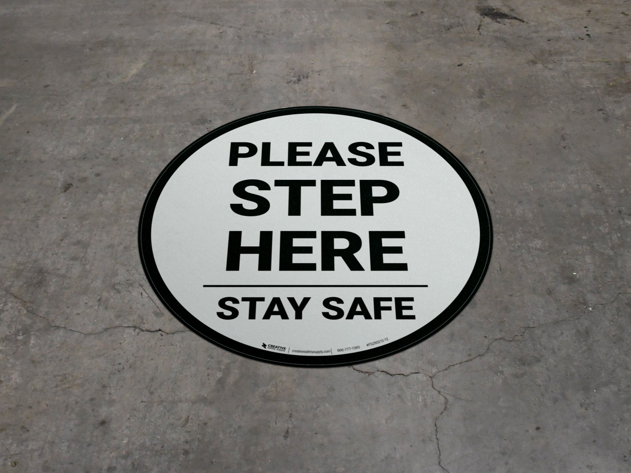 Please Step Here Stay Safe Circular - Floor Sign
