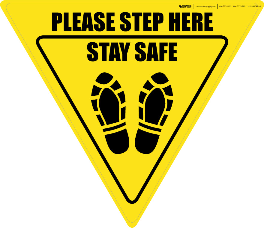 Please Step Here Stay Safe Shoe Prints Yield - Floor Sign | Creative ...