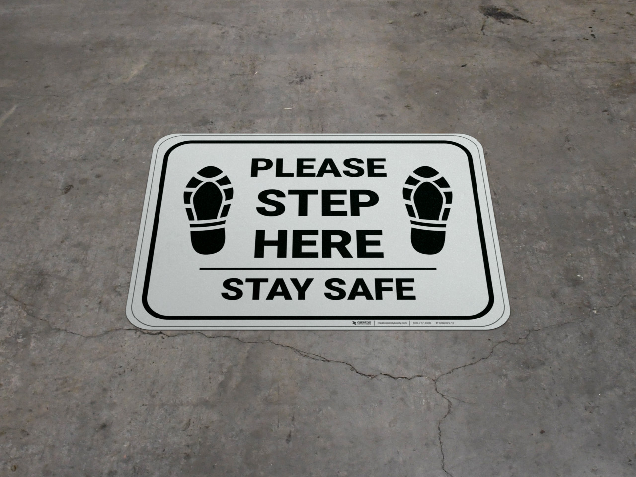 Please Step Here Stay Safe Shoe Prints Rectangle - Floor Sign