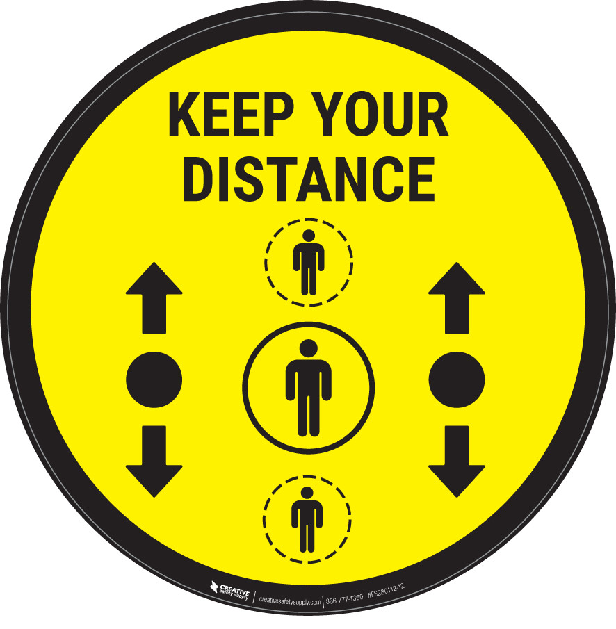 Keep Your Distance With Social Distance Dots Yellow - Circular - Floor Sign