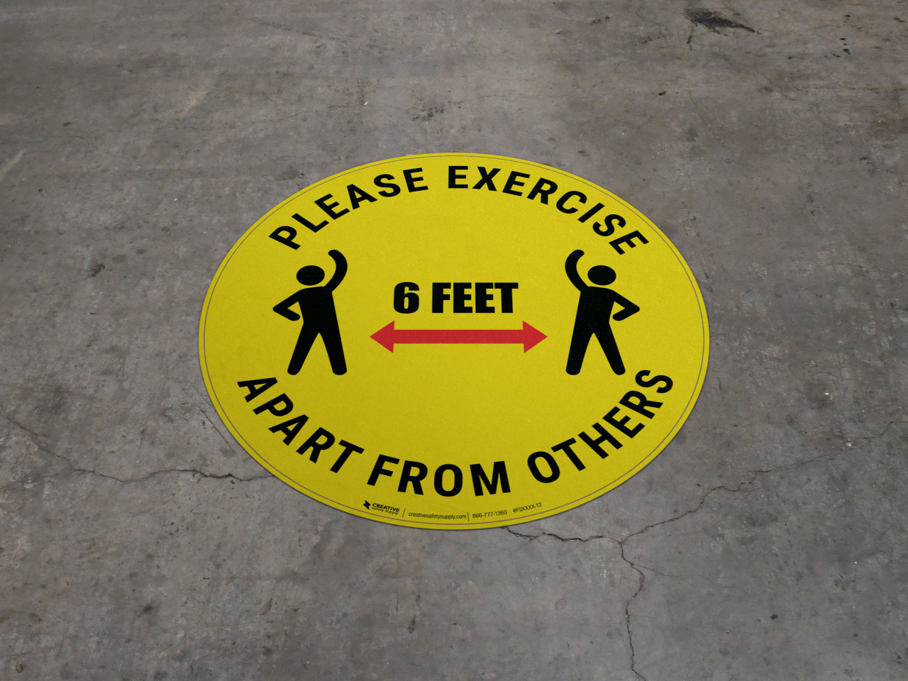 Please Exercise 6Ft Apart From Others With Icons Yellow - Circular ...