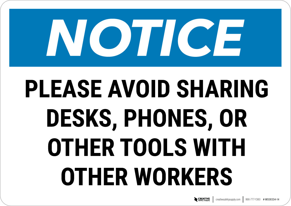 Notice: Please Avoid Sharing Landscape - Wall Sign | Creative Safety Supply