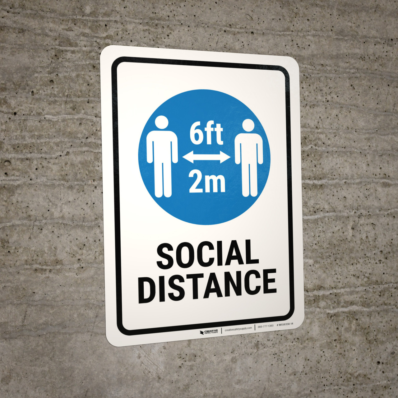 Social Distance Blue Icon Landscape - Wall Sign