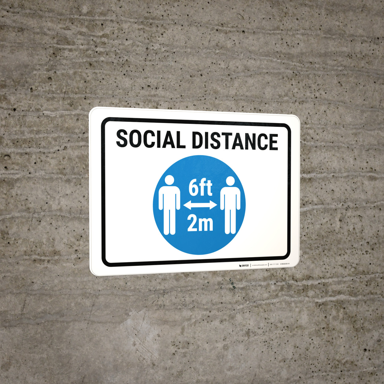 Social Distance Blue Icon Portrait - Wall Sign | Creative Safety Supply