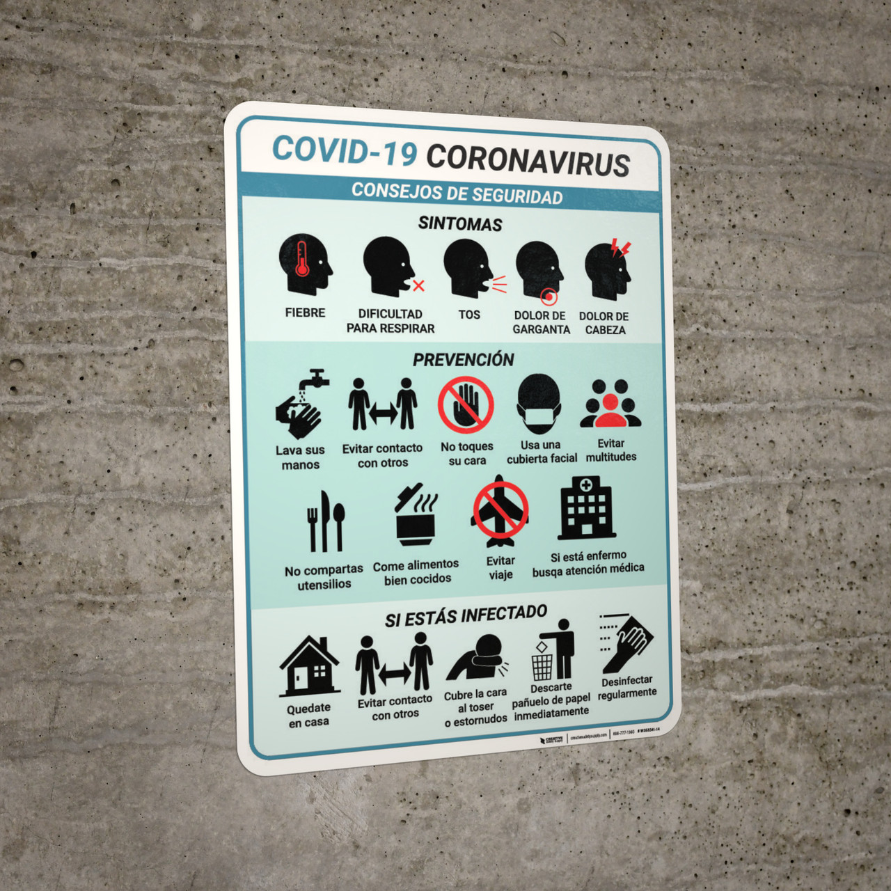 Consejos De Seguridad Coronavirus Multi-sign Spanish - Wall Sign