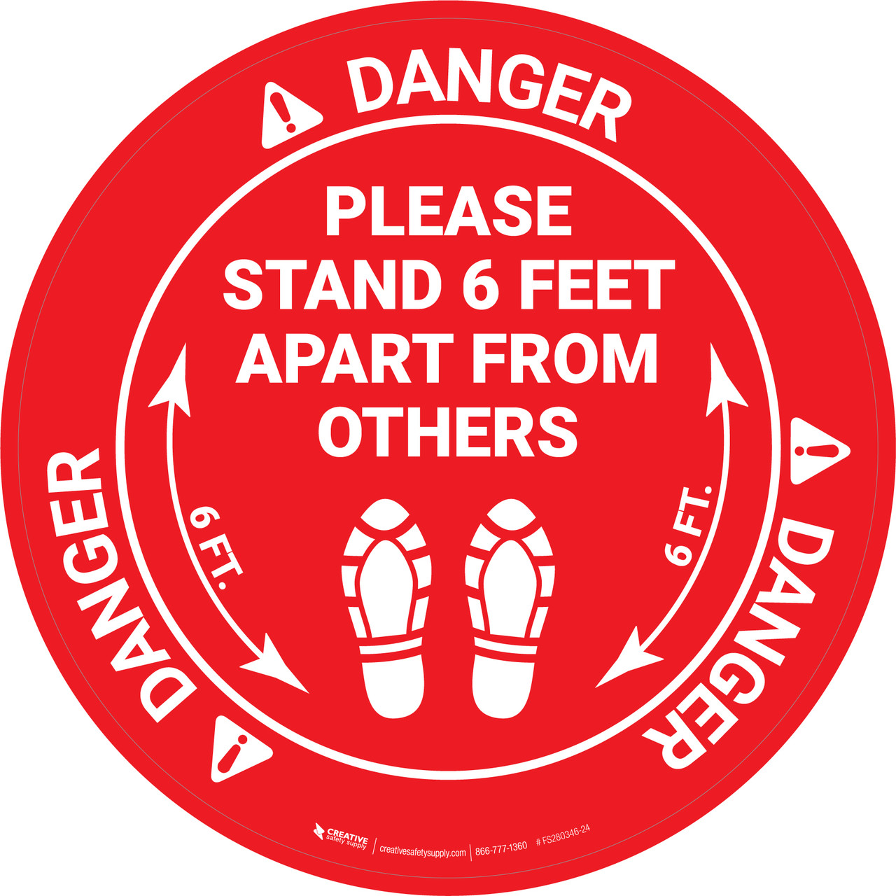 Danger: Please Stand 6 Feet Apart From Others Shoe Prints OSHA ...
