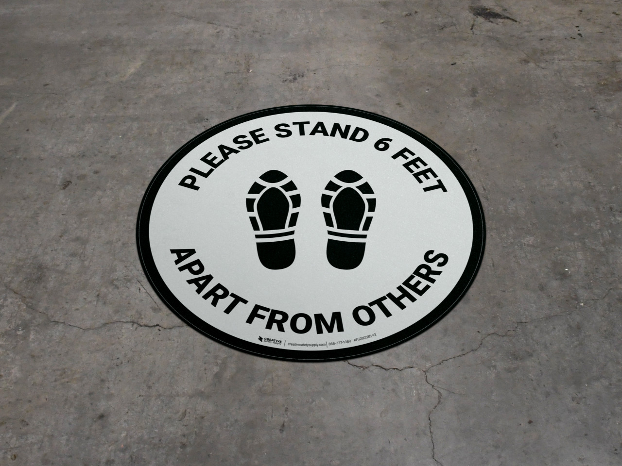 Please Stand 6 Feet Apart From Others Shoe Prints - Circular - Floor ...