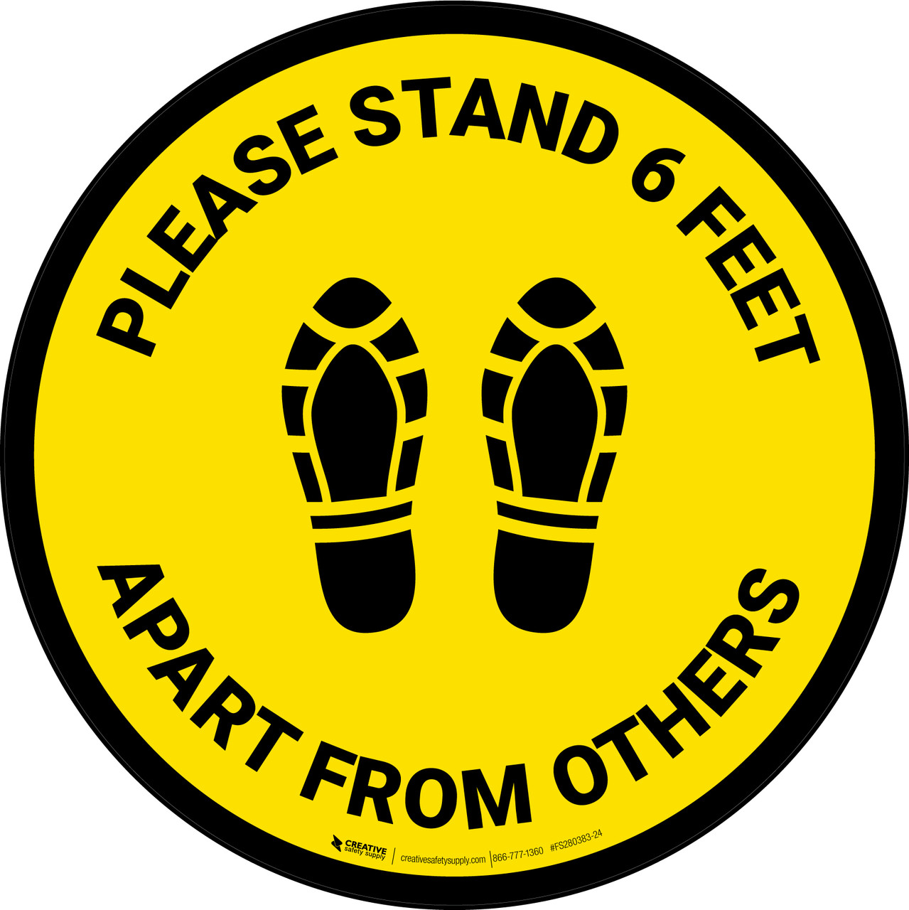 Please Stand 6 Feet Apart From Others Shoe Prints Yellow - Circular ...