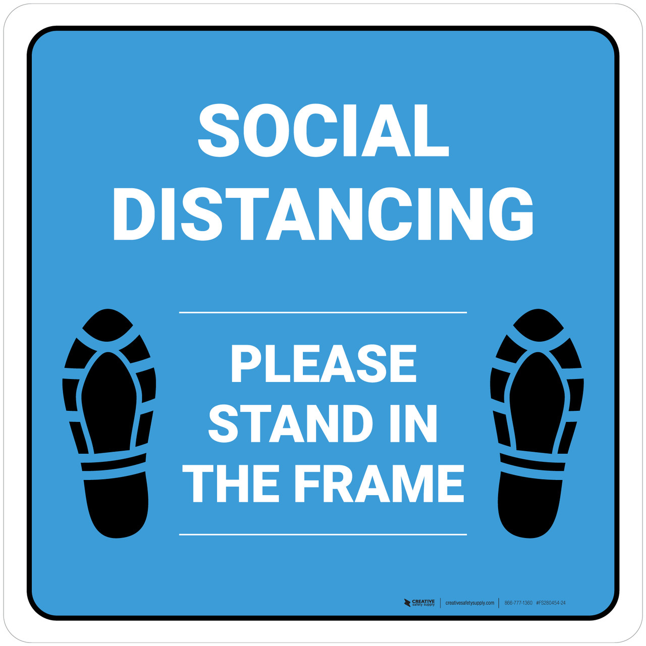 Social Distancing Please Stand In The Frame Shoe Prints Blue Square ...