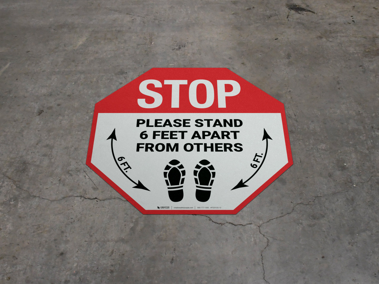 STOP Please Stand 6 Feet Apart From Others Shoe Prints Stop