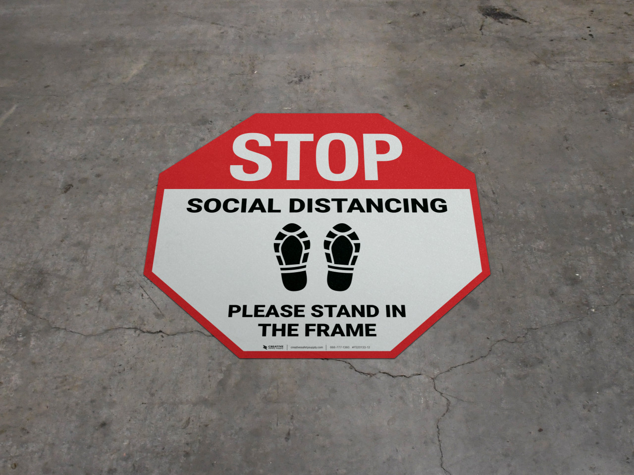 STOP Social Distancing Please Stand In The Frame Shoe Prints Stop