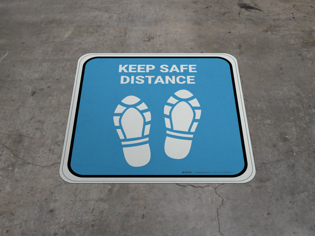 Keep Safe Distance Shoe Prints Blue Square - Floor Sign | Creative ...
