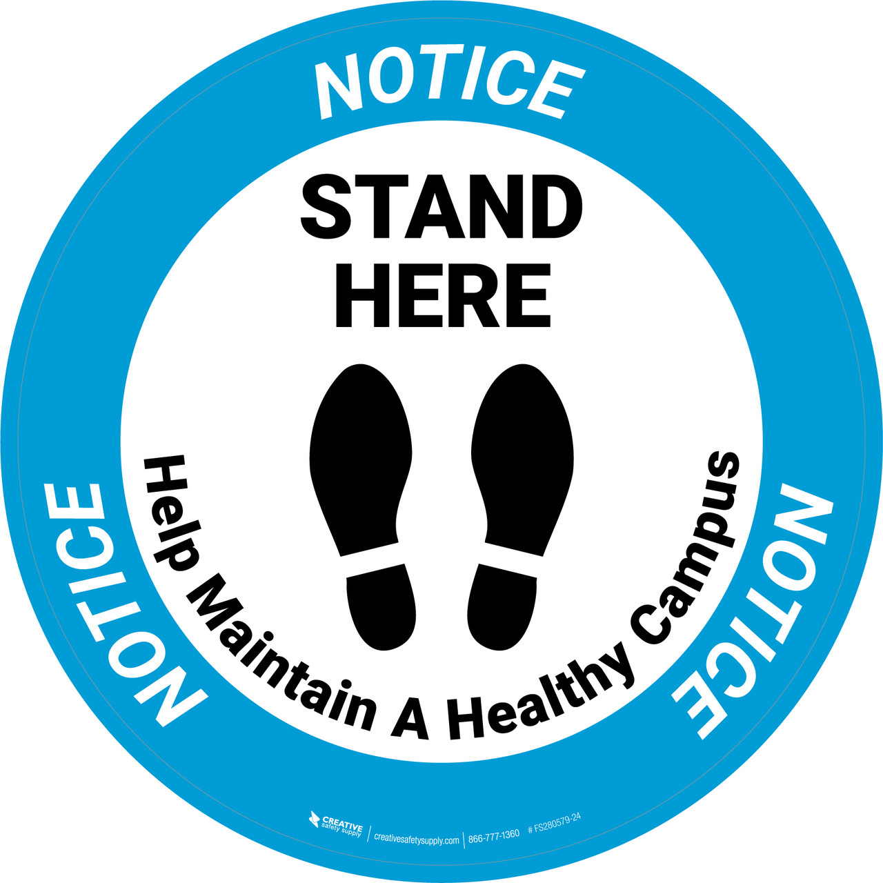 Notice: Social Distancing Shoe Prints Circular - Floor Sign | Creative ...