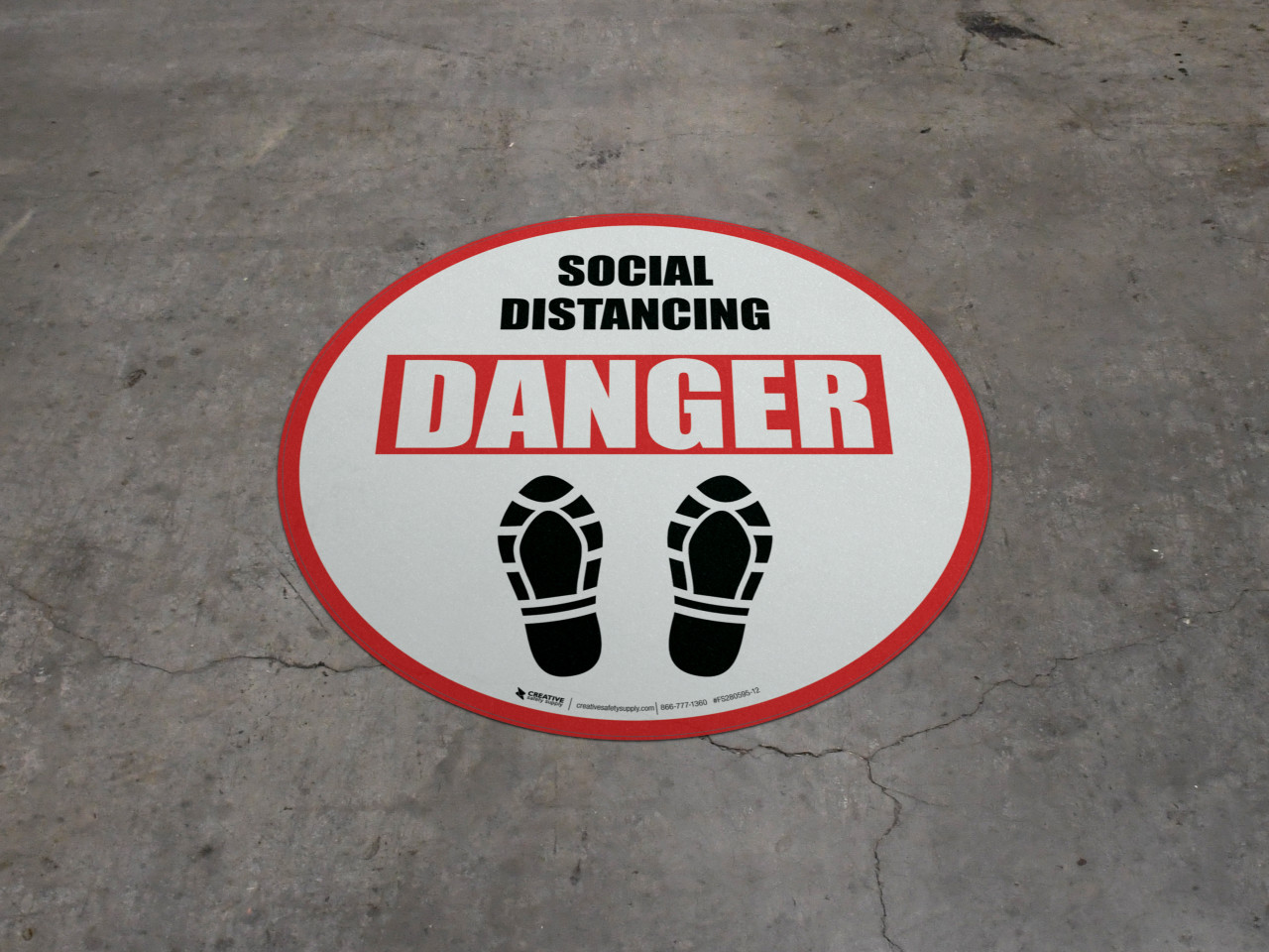 Social Distancing Danger Shoe Prints Circular - Floor Sign | Creative ...