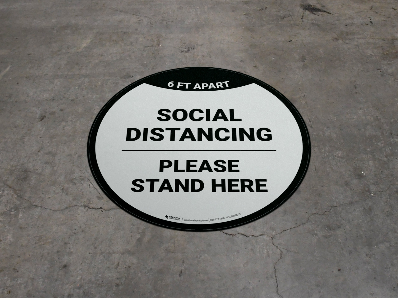 Social Distancing Please Stand Here 6 Ft Apart Circular - Floor Sign