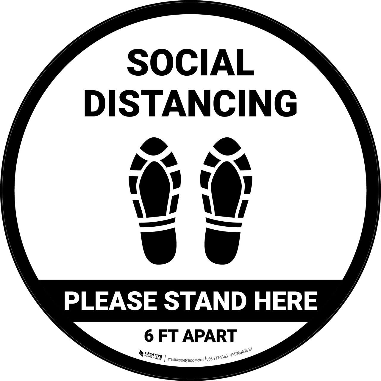 Social Distancing Please Stand Here 6 Ft Apart Shoe Prints Circular ...
