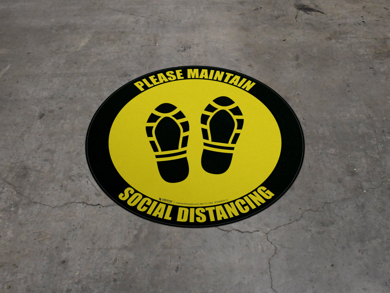 Social Distancing Shoe Prints Black Border Circular - Floor Sign ...