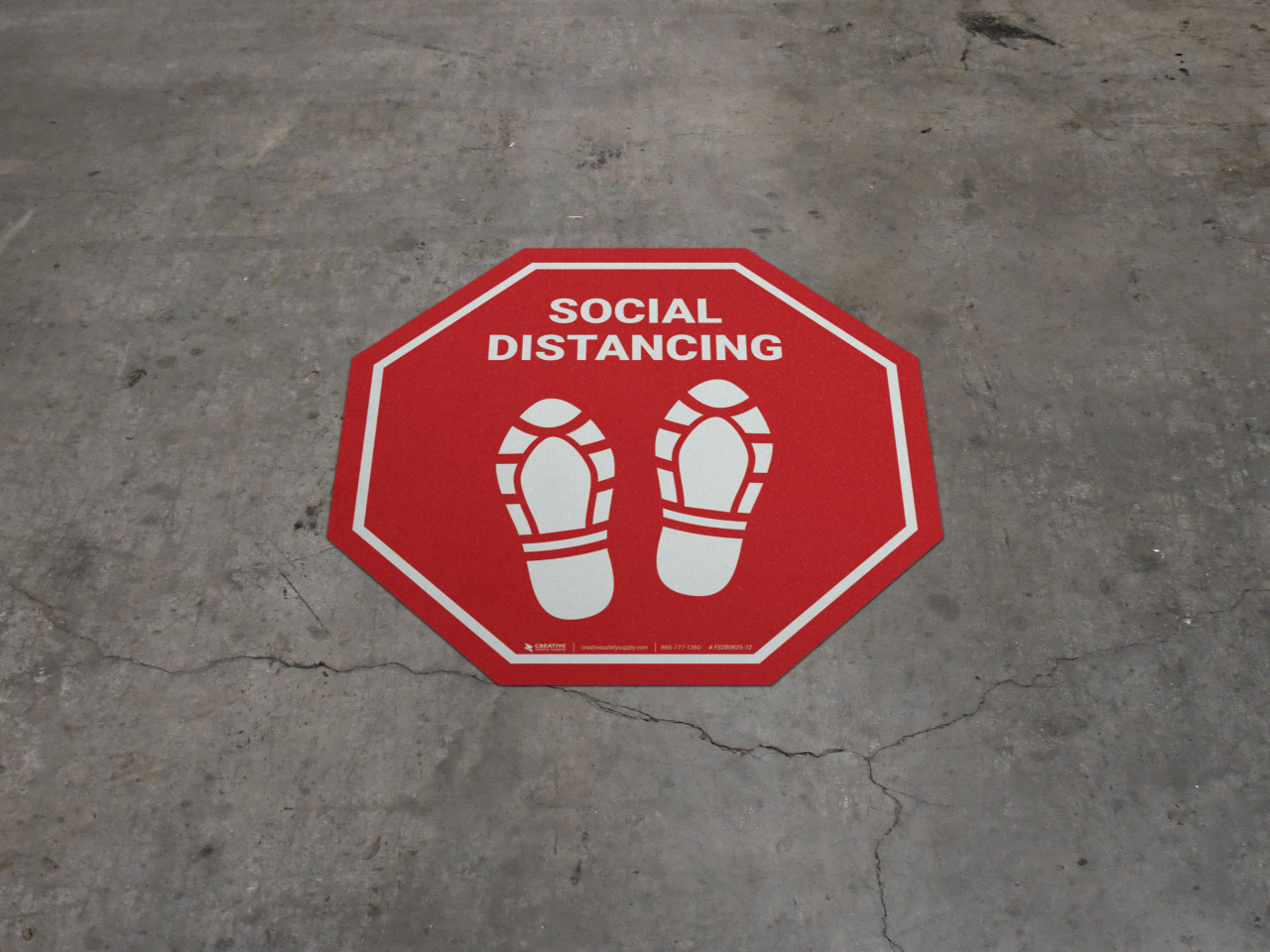 Social Distancing Shoe Prints Stop Circular - Floor Sign | Creative ...