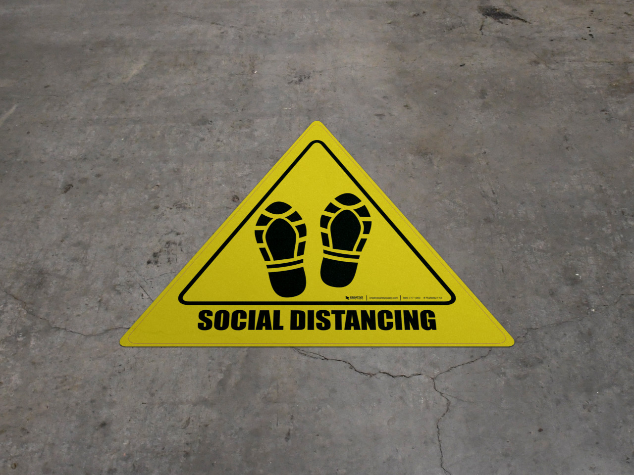 Social Distancing Shoe Prints Triangle - Floor Sign | Creative Safety ...