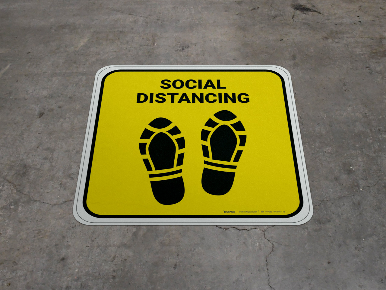 Social Distancing Shoe Prints Yellow Square - Floor Sign | Creative ...