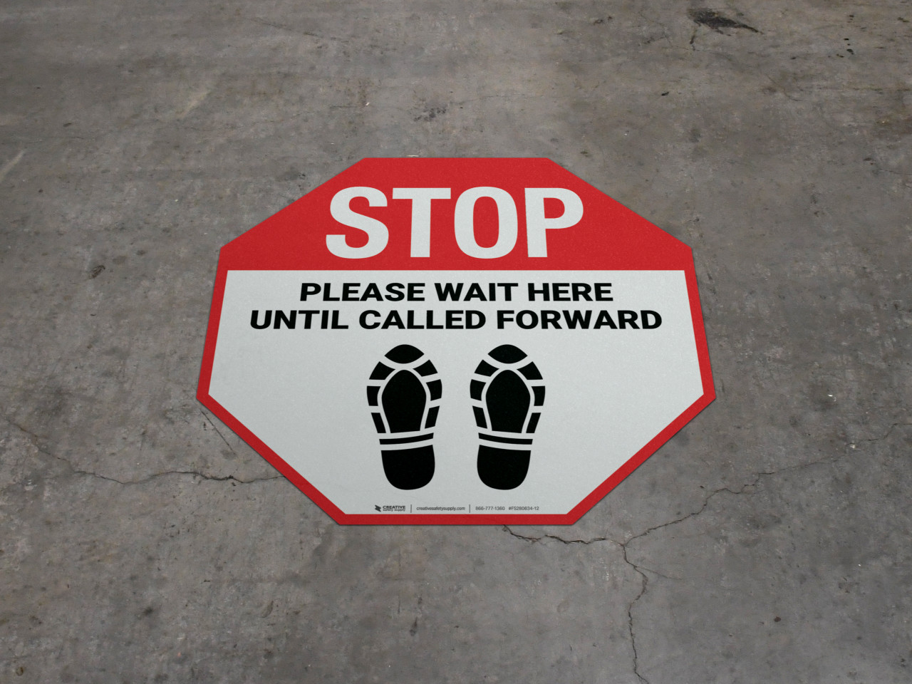 STOP: Please Wait Here Until Called Forward Shoe Prints - Floor Sign ...