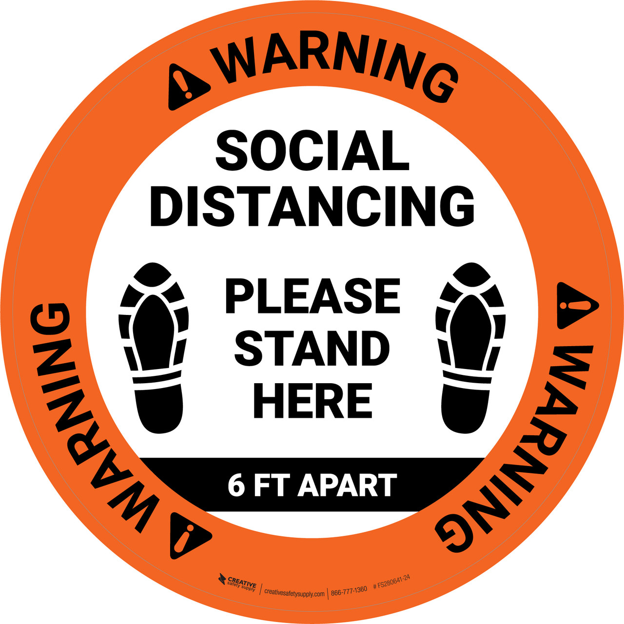 Warning: Social Distancing Please Stand Here 6 Ft Apart Shoe Prints ...