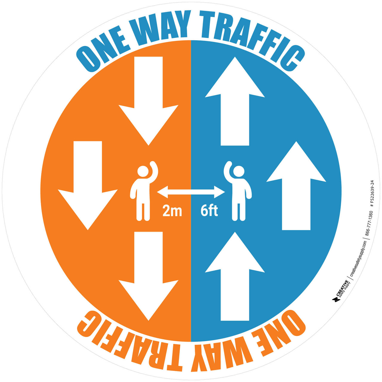 One Way Traffic - Multiple Arrows with Icon - Floor Sign