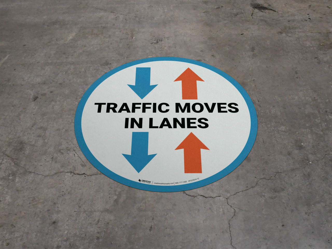 Traffic Moves In Lanes - Large Arrows - Floor Sign | Creative Safety Supply