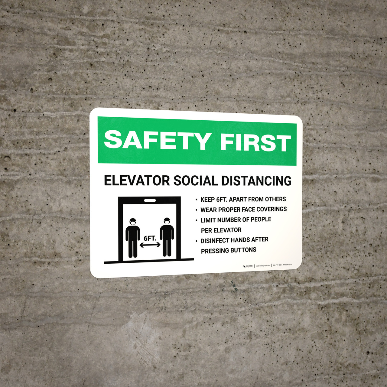 Safety First: Elevator Social Distancing Rules Landscape - Wall Sign