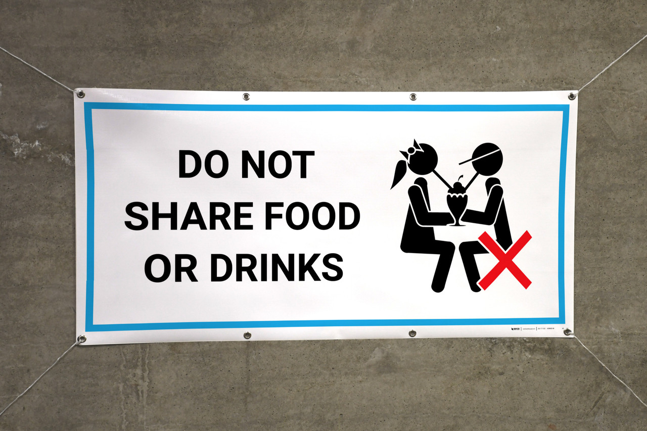 Do Not Share Food Or Drinks with Icon - Banner | Creative Safety Supply