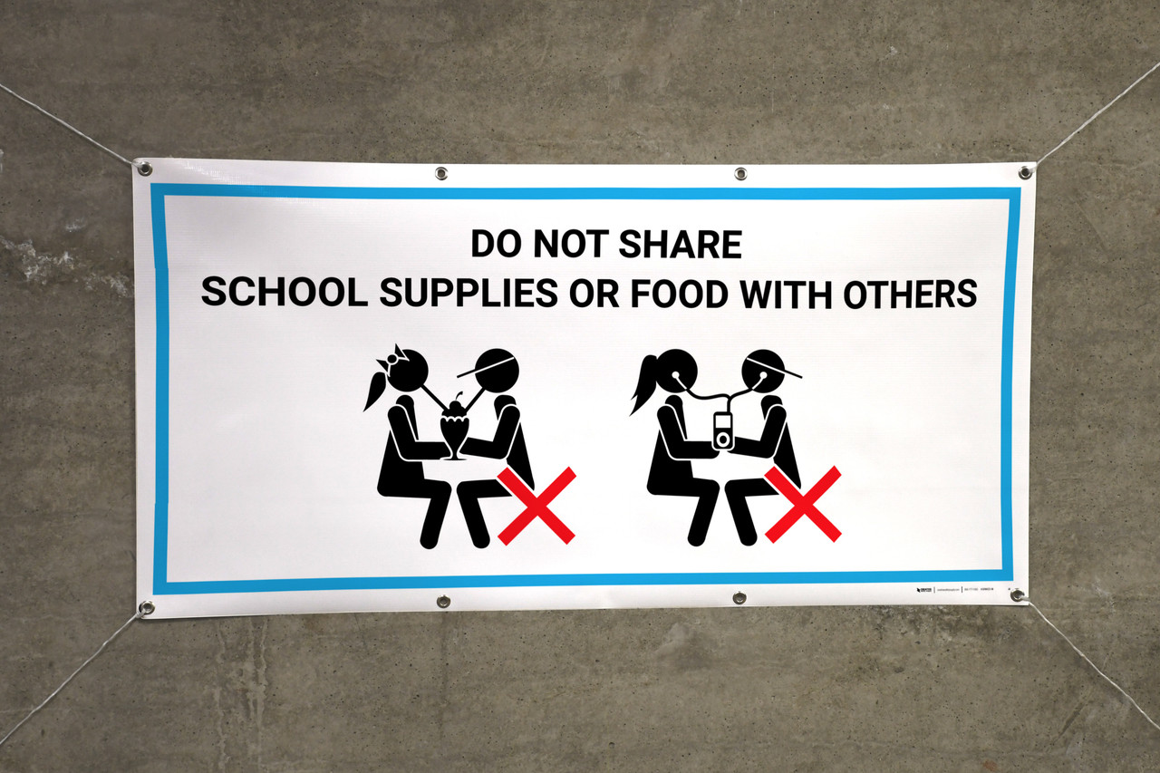 Do Not Share School Supplies Or Food With Others with Icon - Banner