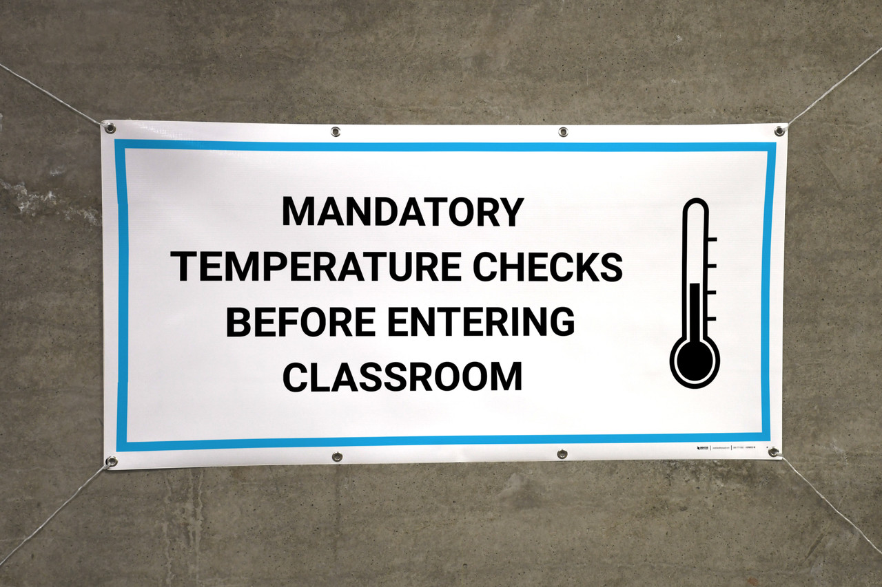 Mandatory Temperature Checks Before Entering Classroom with Icon - Banner