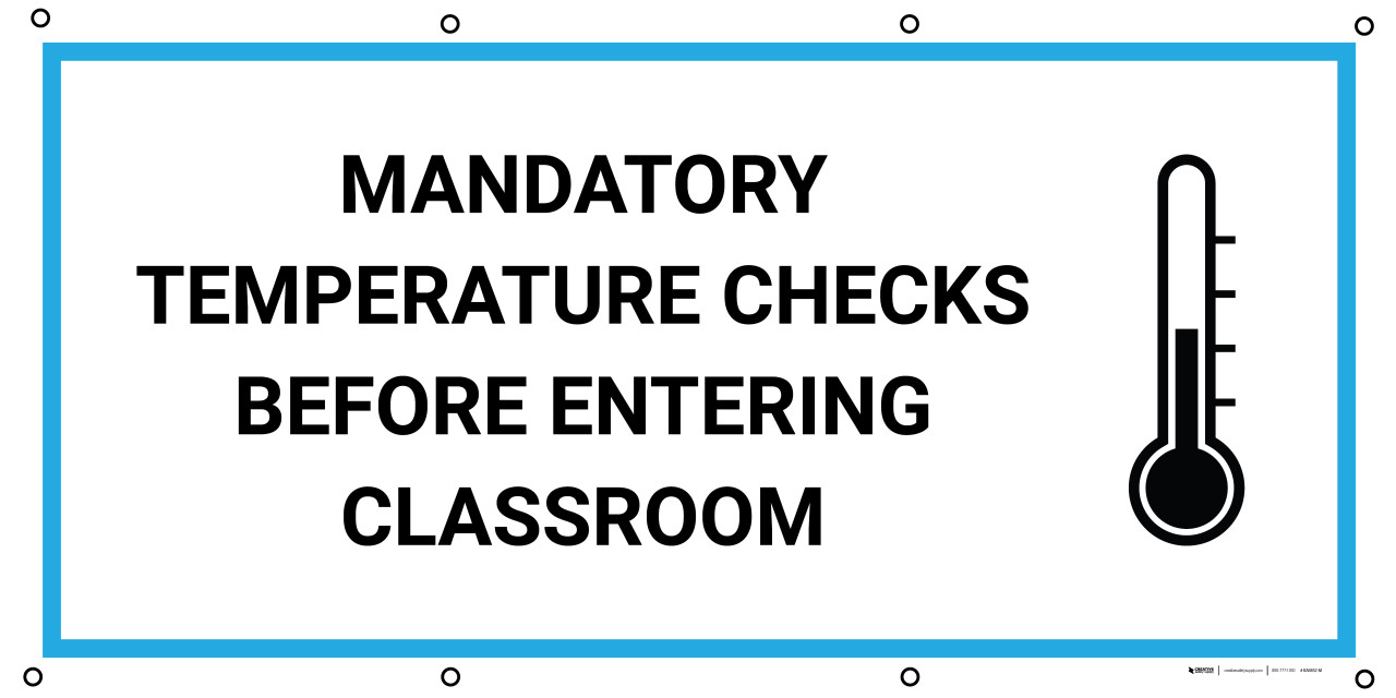 Mandatory Temperature Checks Before Entering Classroom with Icon - Banner