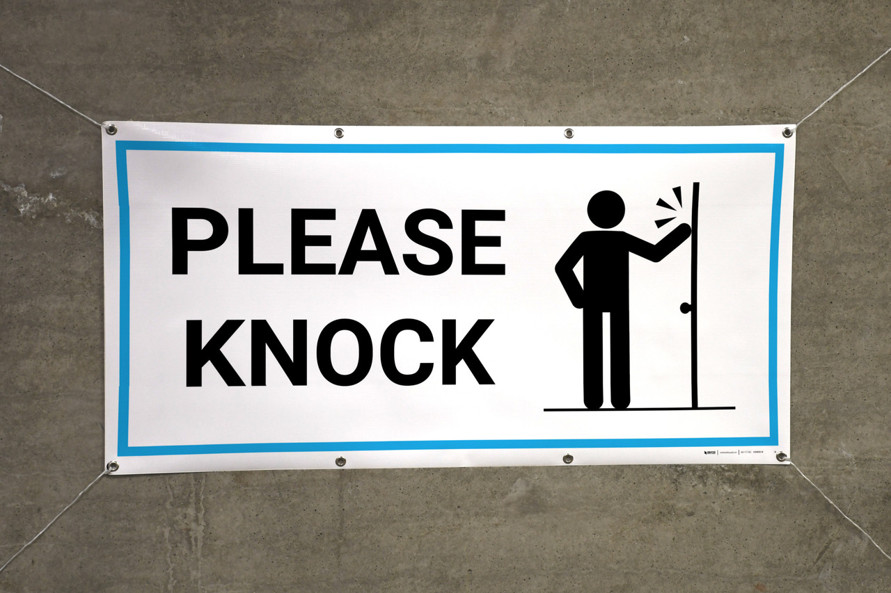 Please Knock with Icon - Banner | Creative Safety Supply