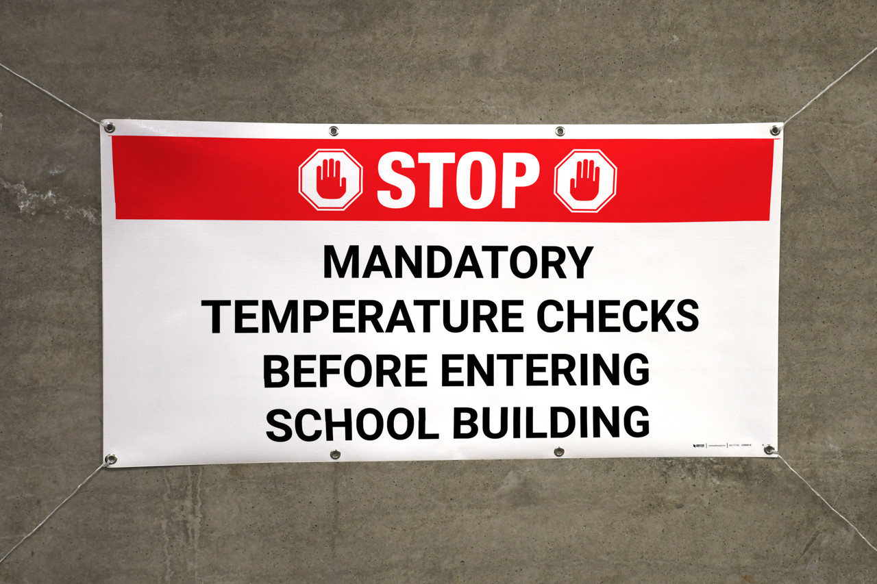 Stop Mandatory Temperature Checks Before Entering School Building - Banner