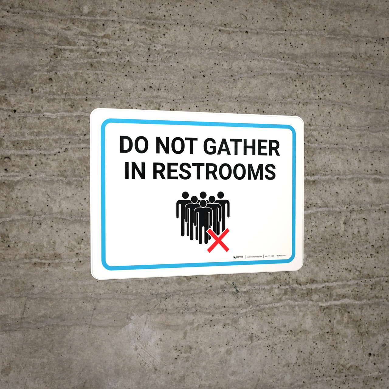 Do Not Gather In Restrooms with Icon Landscape - Wall Sign | Creative ...