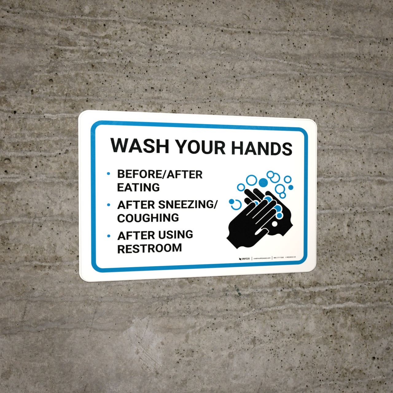 Wash Your Hands with Icon Landscape - Wall Sign | Creative Safety Supply