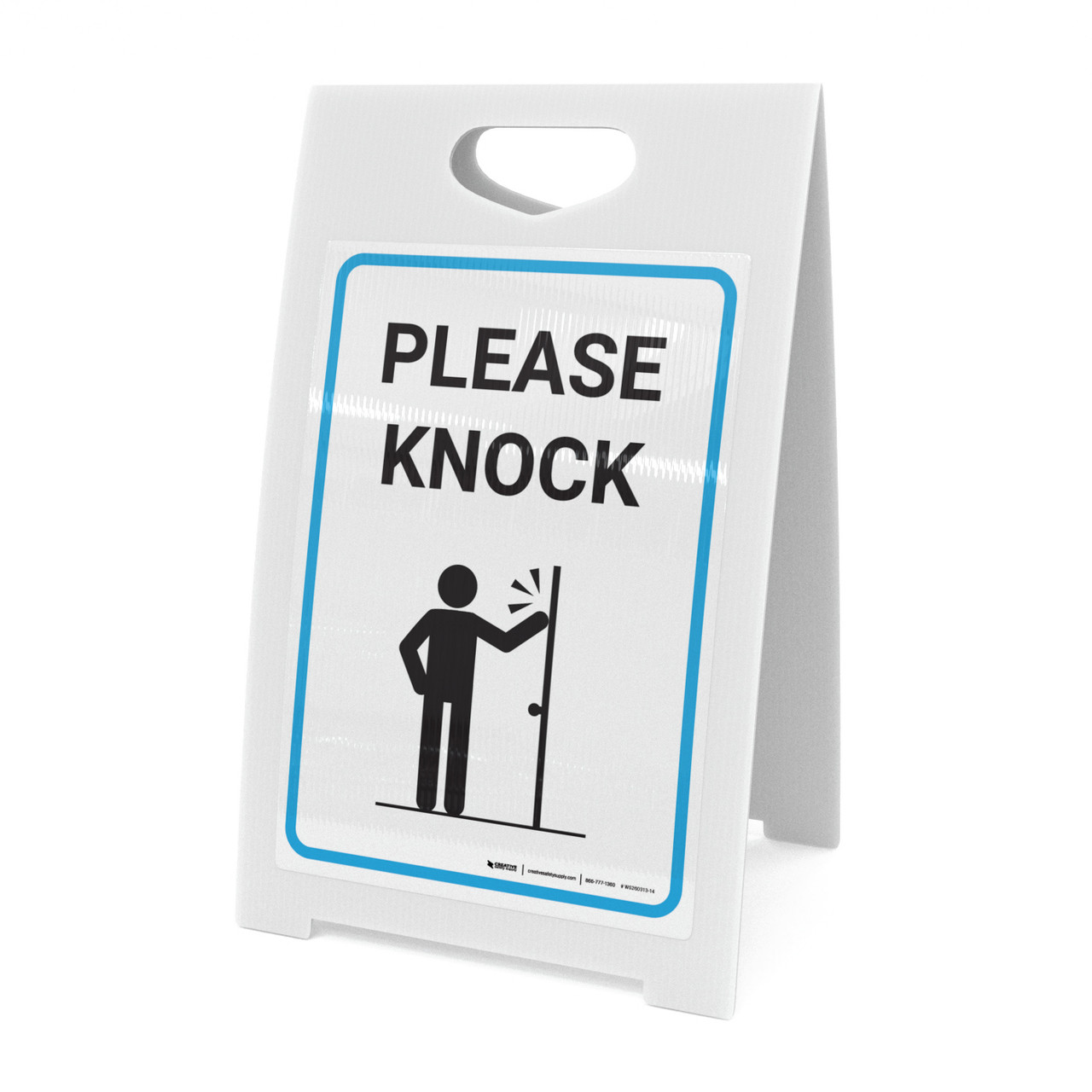 Please Knock with Icon - A-Frame Sign