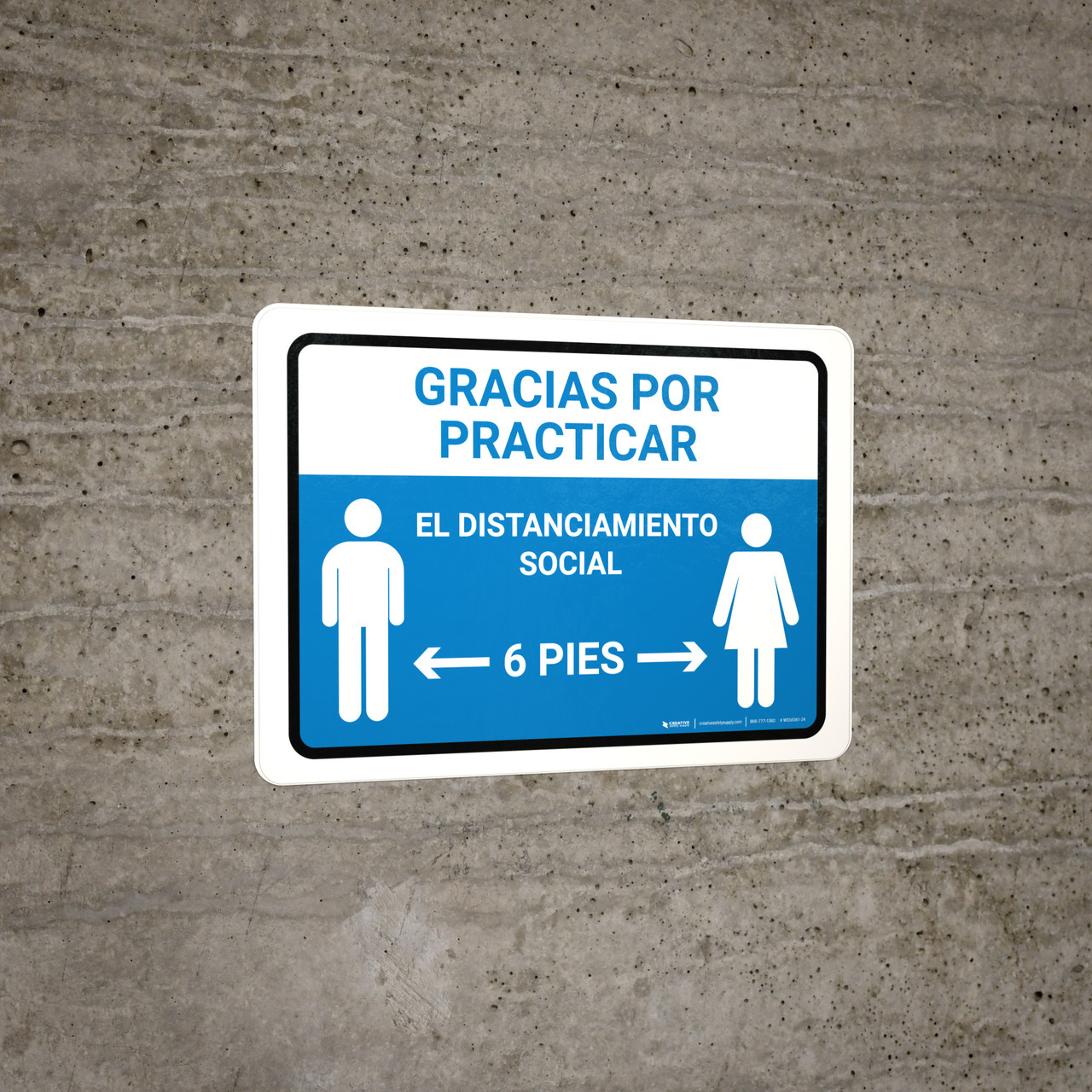 Gracias Por Practicar El Distanciamiento Social Spanish with Icon Blue Landscape - Wall Sign