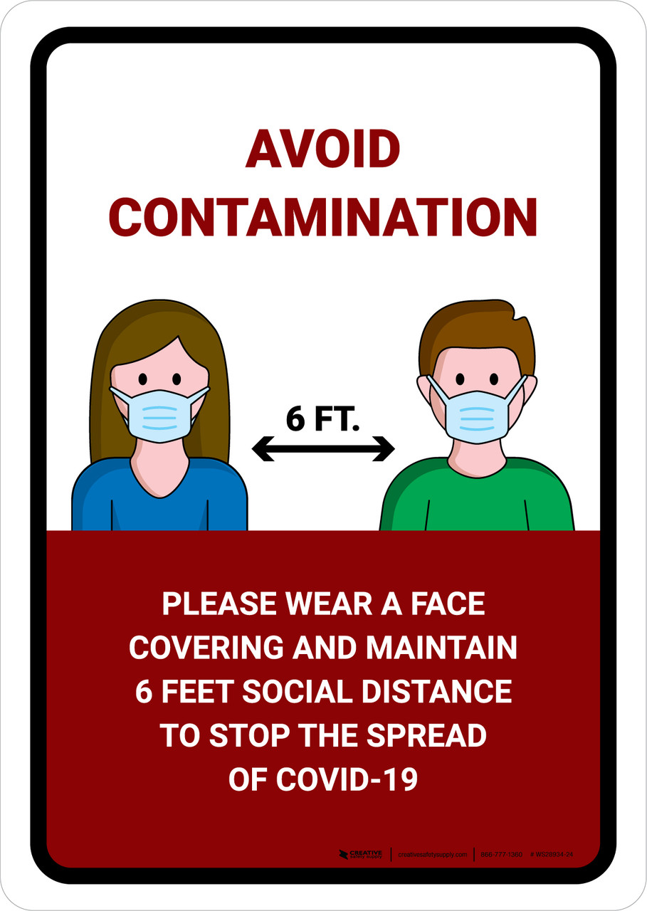 Avoid Contamination Please Wear Face Covering COVID-19 with Icons ...