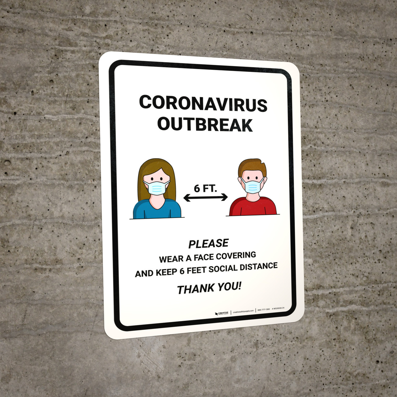 Coronavirus Outbreak Please Wear A Face Covering with Icons Portrait ...