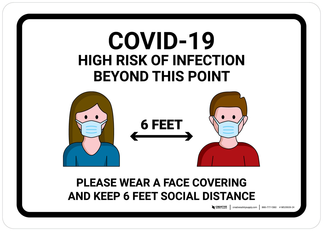 COVID-19 High Risk Of Infection with Icons Landscape - Wall Sign