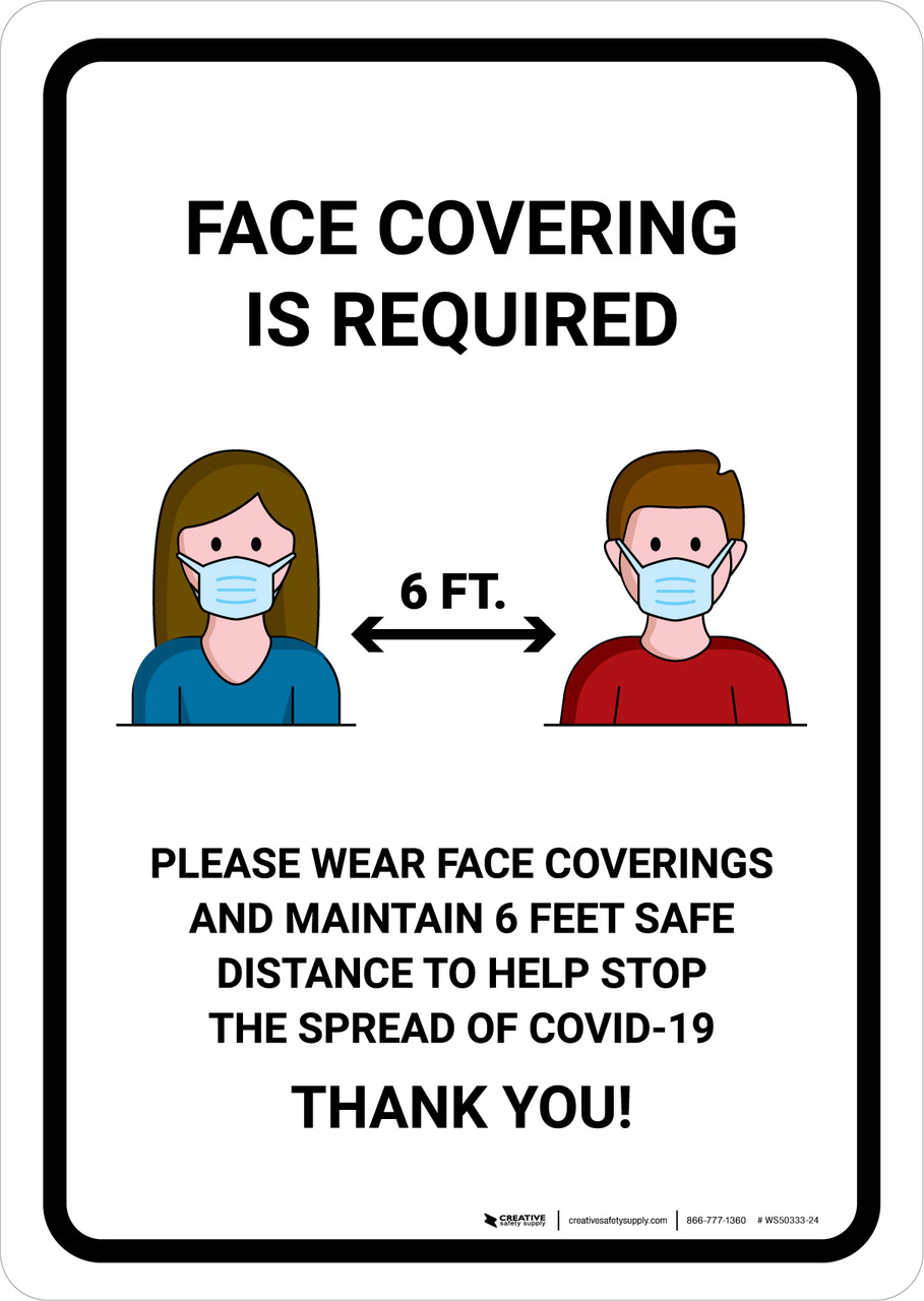 Face Covering Is Required with Icons Portrait - Wall Sign | Creative ...