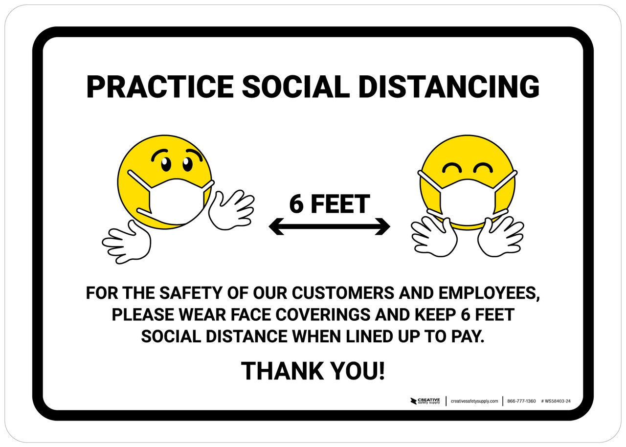 Practice Social Distancing with Emojis Landscape - Wall Sign | Creative ...