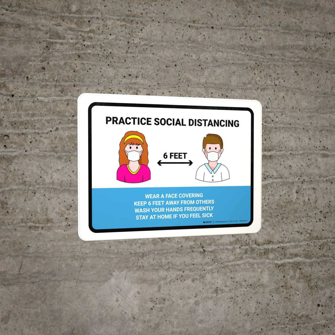 Practice Social Distancing with Icons Landscape - Wall Sign