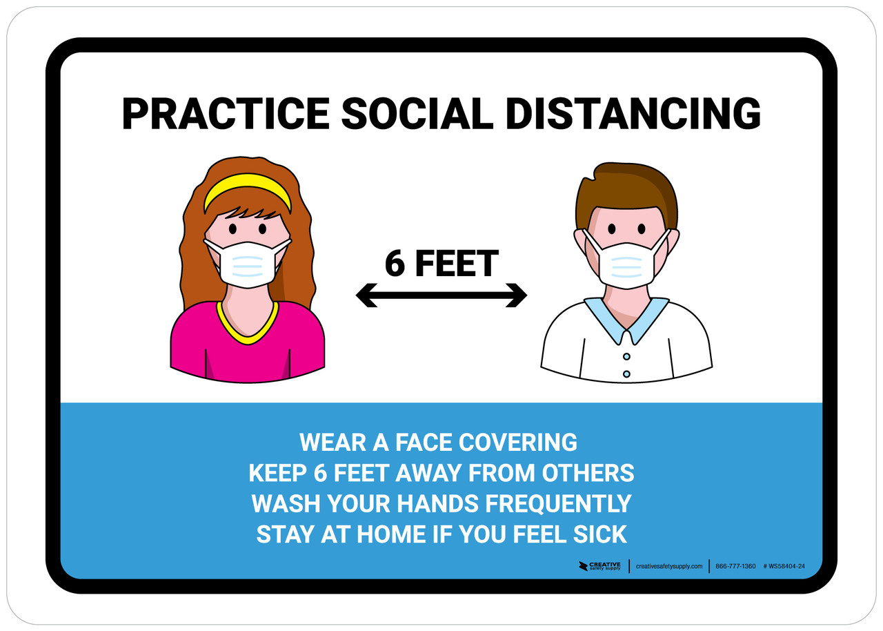 Practice Social Distancing with Icons Landscape - Wall Sign