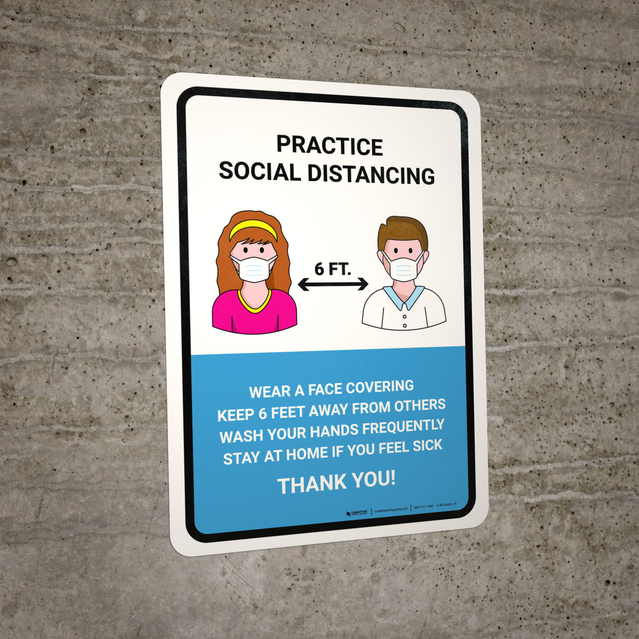 Practice Social Distancing with Icons Portrait - Wall Sign